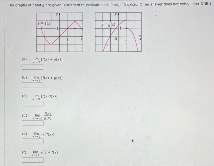 Solved The graphs of fand g are given. Use them to evaluate | Chegg.com