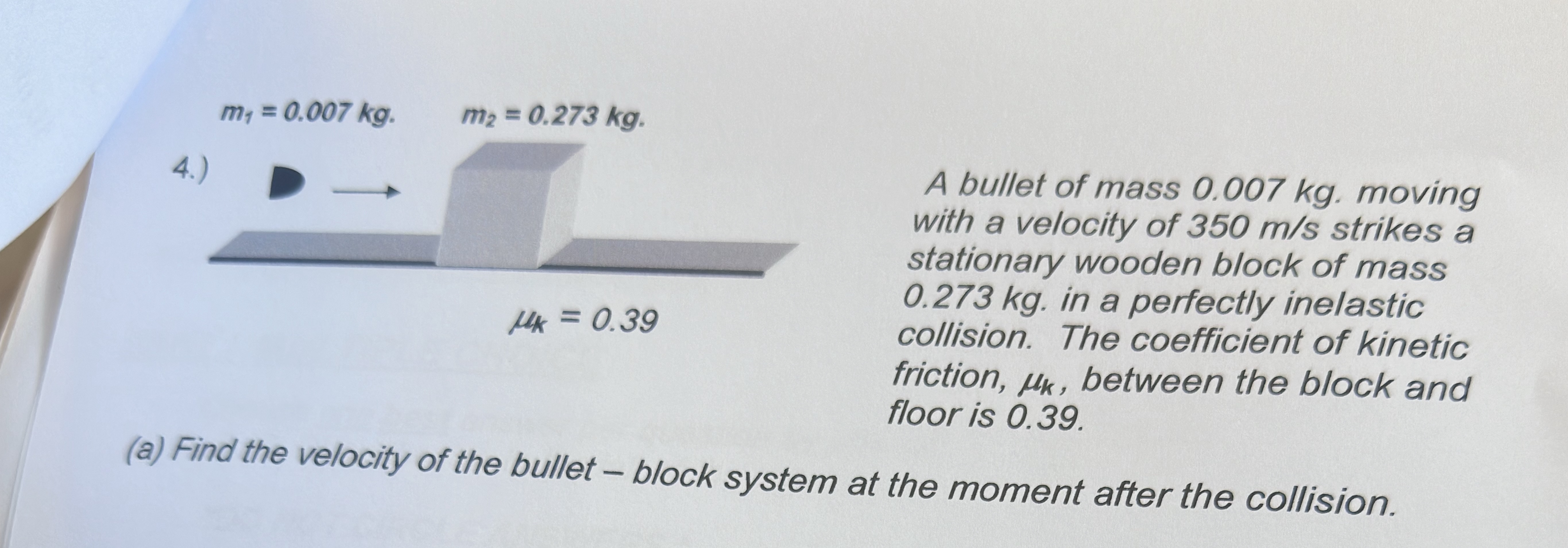 Solved A bullet of mass 0.007kg. ﻿moving with a velocity of | Chegg.com