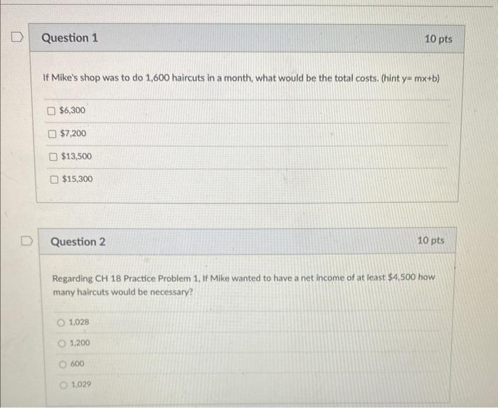 CH 18 Practice Problem # 1 Work through the following | Chegg.com
