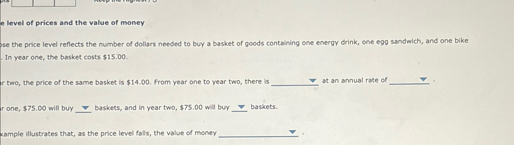 Solved level of prices and the value of moneyse the price | Chegg.com