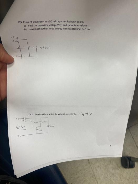 Solved Q3: Current waveform in a 50mF capacitor is shown | Chegg.com
