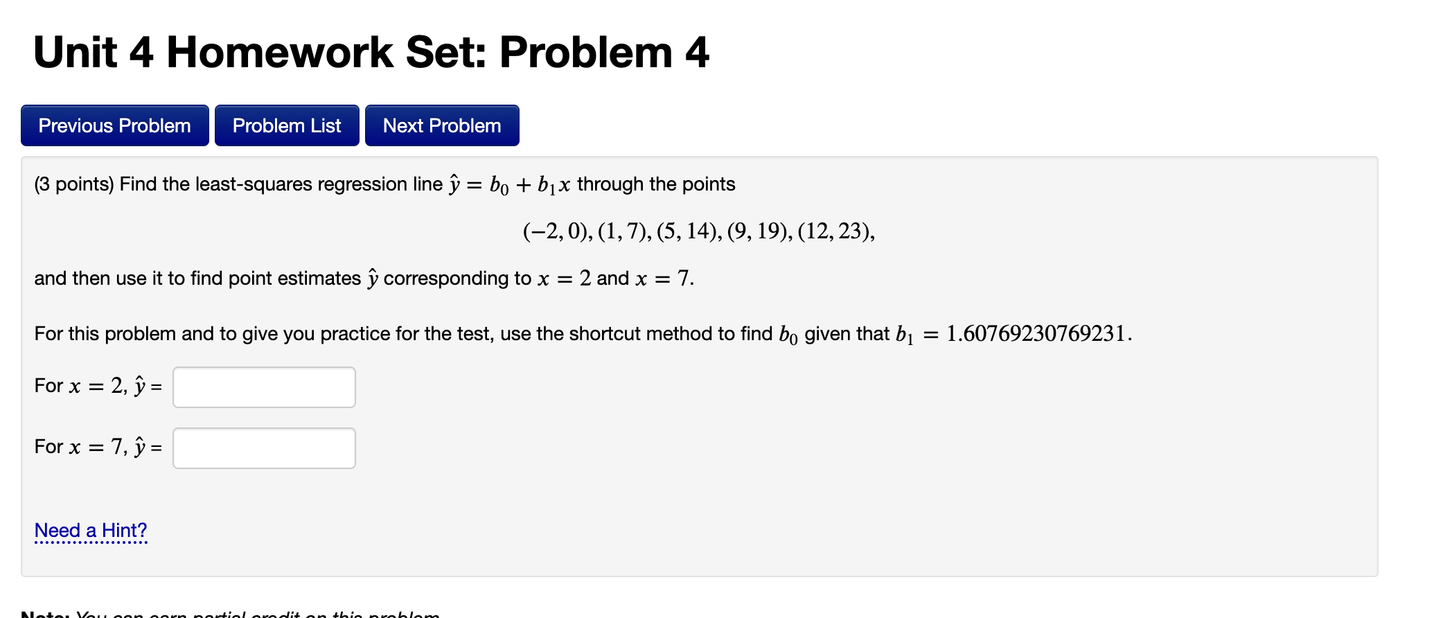 Solved (3 ﻿points) ﻿Find the least-squares regression line | Chegg.com