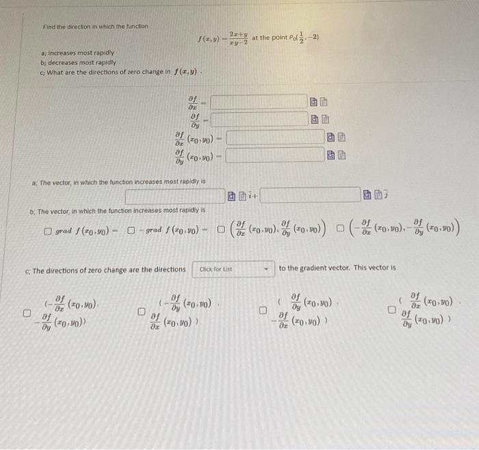 Solved Find the directon in which the function | Chegg.com