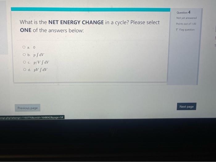 Solved What is the NET ENERGY CHANGE in a cycle? Please | Chegg.com