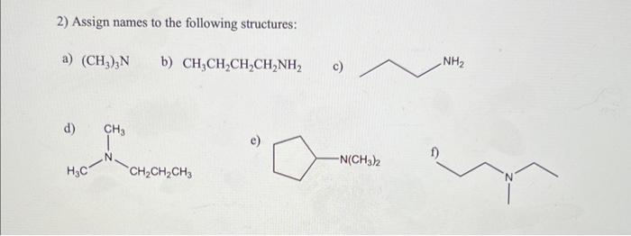 Solved 2) Assign names to the following structures: a) | Chegg.com