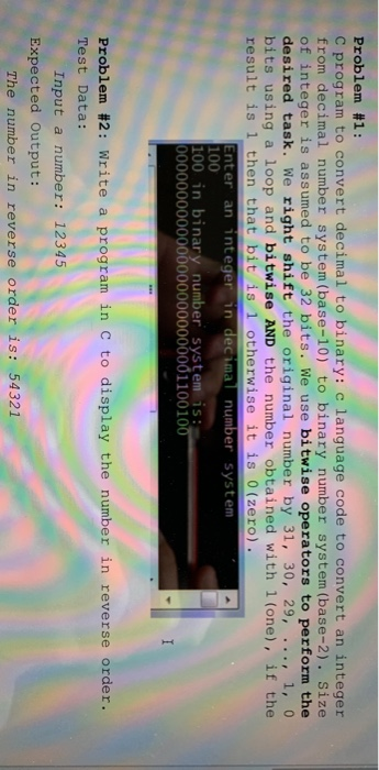 Solved Problem 1 C Program To Convert Decimal To Binary C 9312