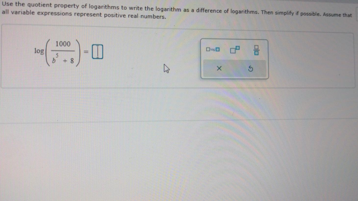 Solved Use the quotient property of logarithms to write the | Chegg.com