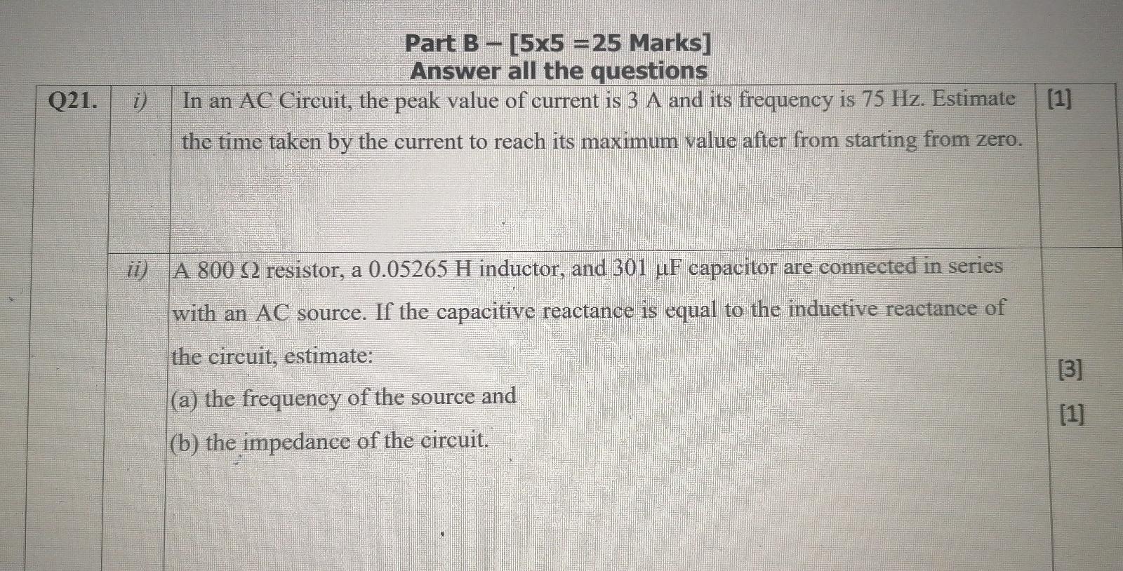 Solved Q21. Part B - [5x5 = 25 Marks] Answer all the | Chegg.com