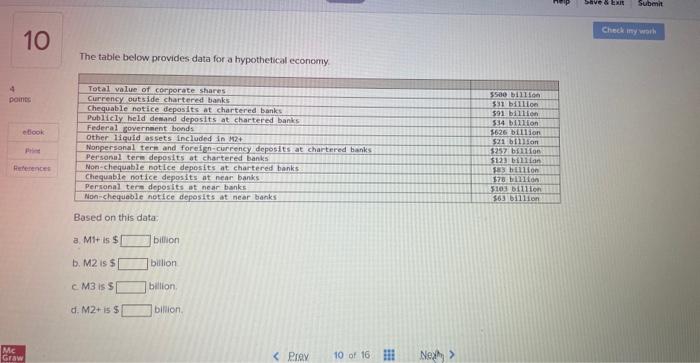 Solved The table below provides data for a hypothetical | Chegg.com