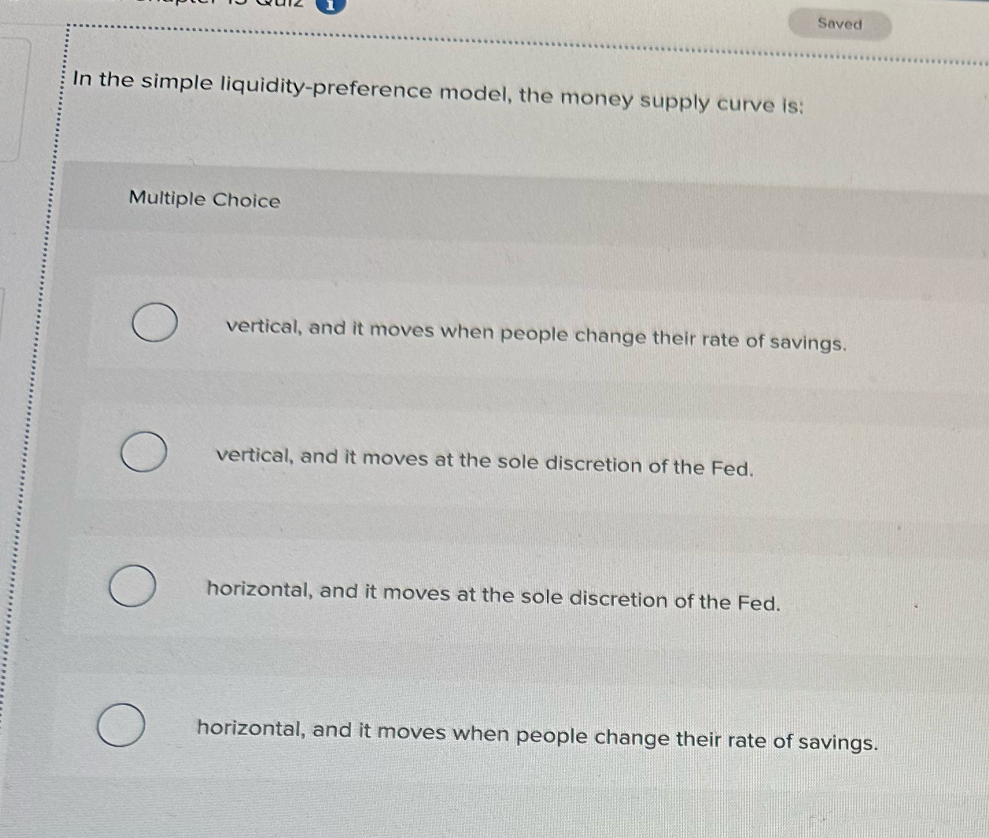 Solved In the simple liquidity-preference model, the money | Chegg.com