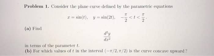 Solved Problem 1. Consider the plane curve defined by the | Chegg.com