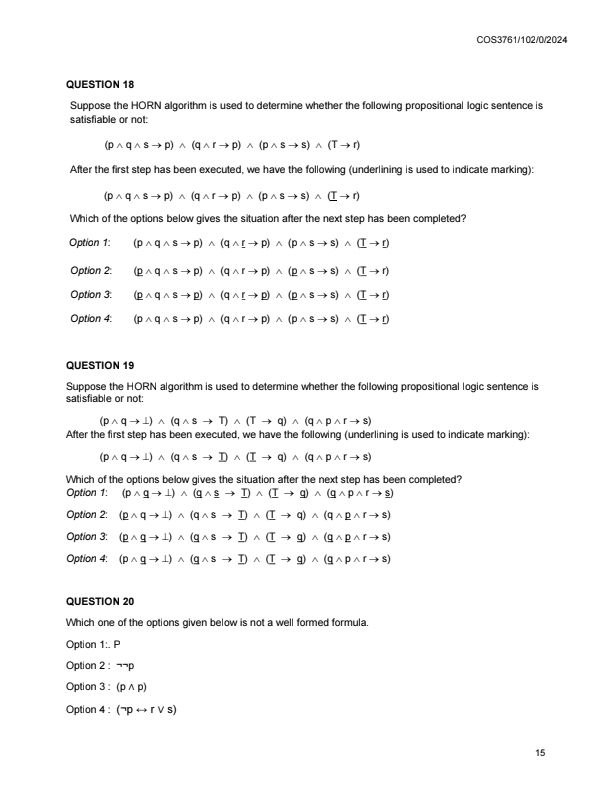 Solved QUESTION 18Suppose the HORN algorithm is used to | Chegg.com