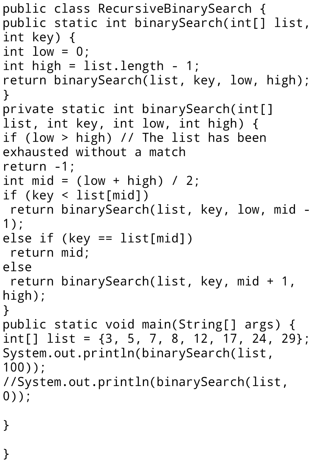 Solved = public class RecursiveBinarySearch { public static | Chegg.com