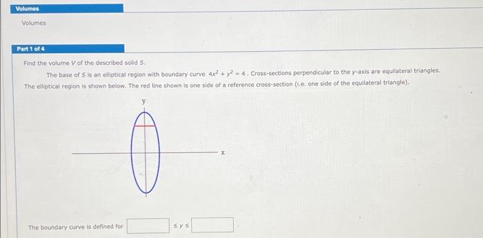Solved Volumes Volumes Part 1 of 3 Find the volume of the | Chegg.com