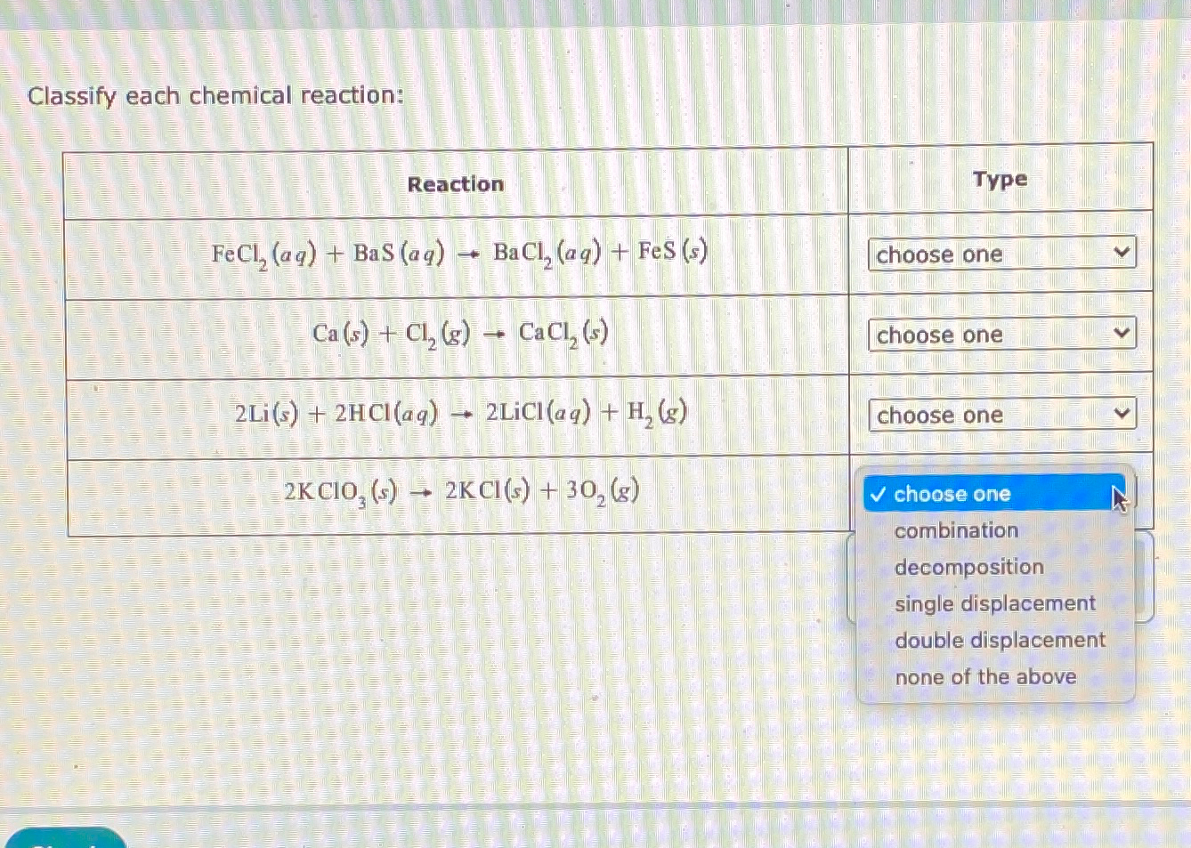 Solved Classify each chemical | Chegg.com
