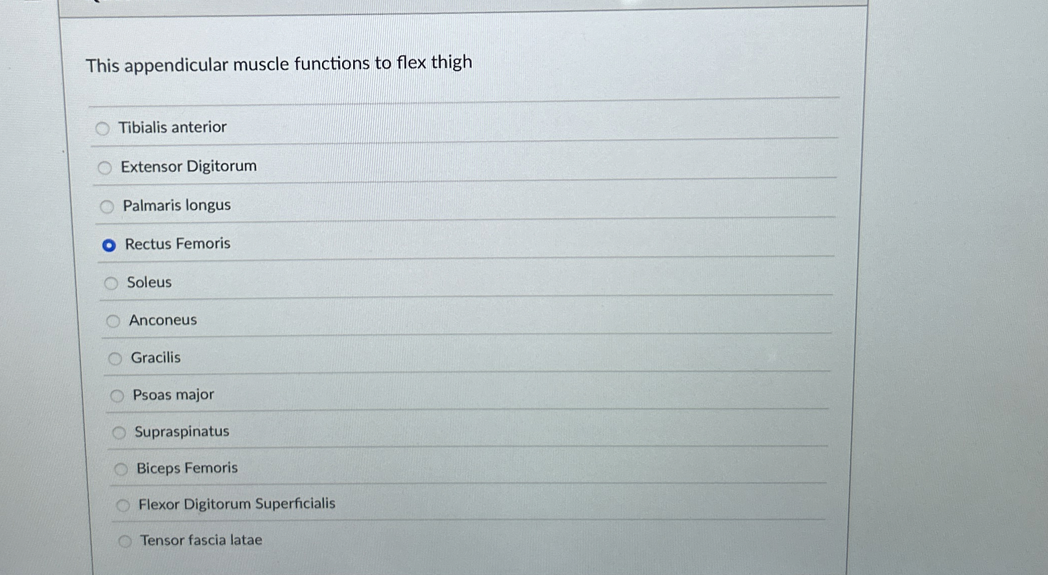 Solved This appendicular muscle functions to flex | Chegg.com
