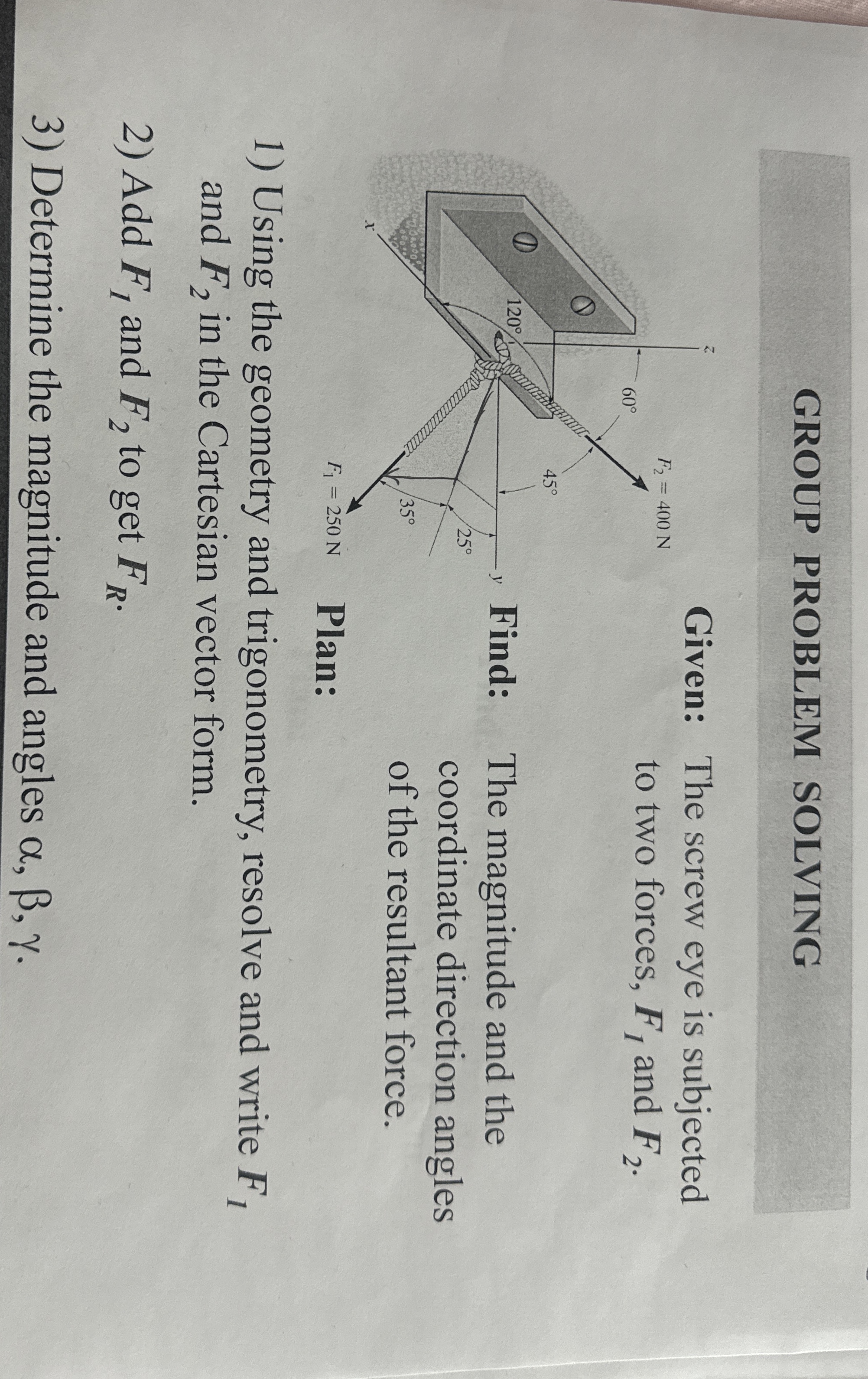 Solved GROUP PROBLEM SOLVINGGiven: The screw eye is | Chegg.com