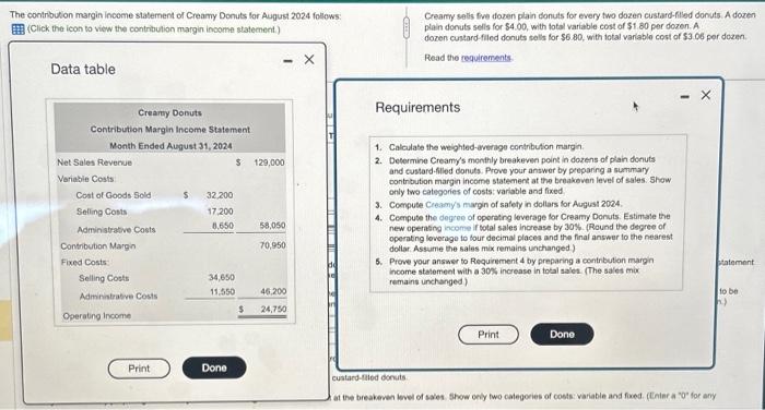 Solved Creamy sells five dozen plain donuts for every two | Chegg.com