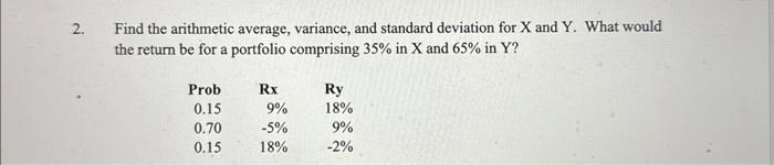 Solved 2. Find the arithmetic average, variance, and | Chegg.com