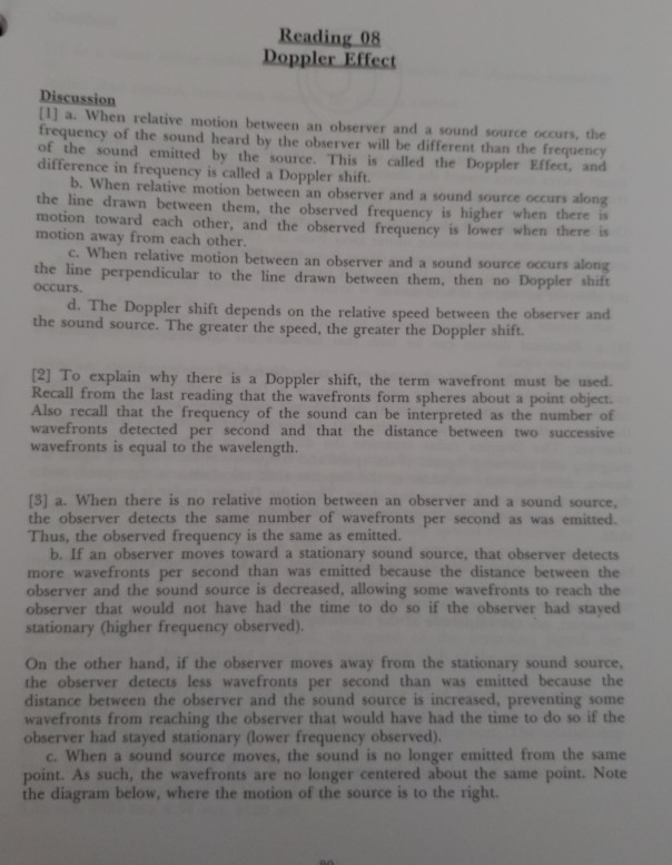 Solved Reading 08 Doppler Effect Discussion [1] a. When | Chegg.com