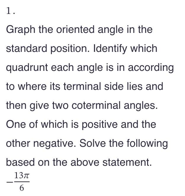 Solved Graph the oriented angle in the standard position. | Chegg.com