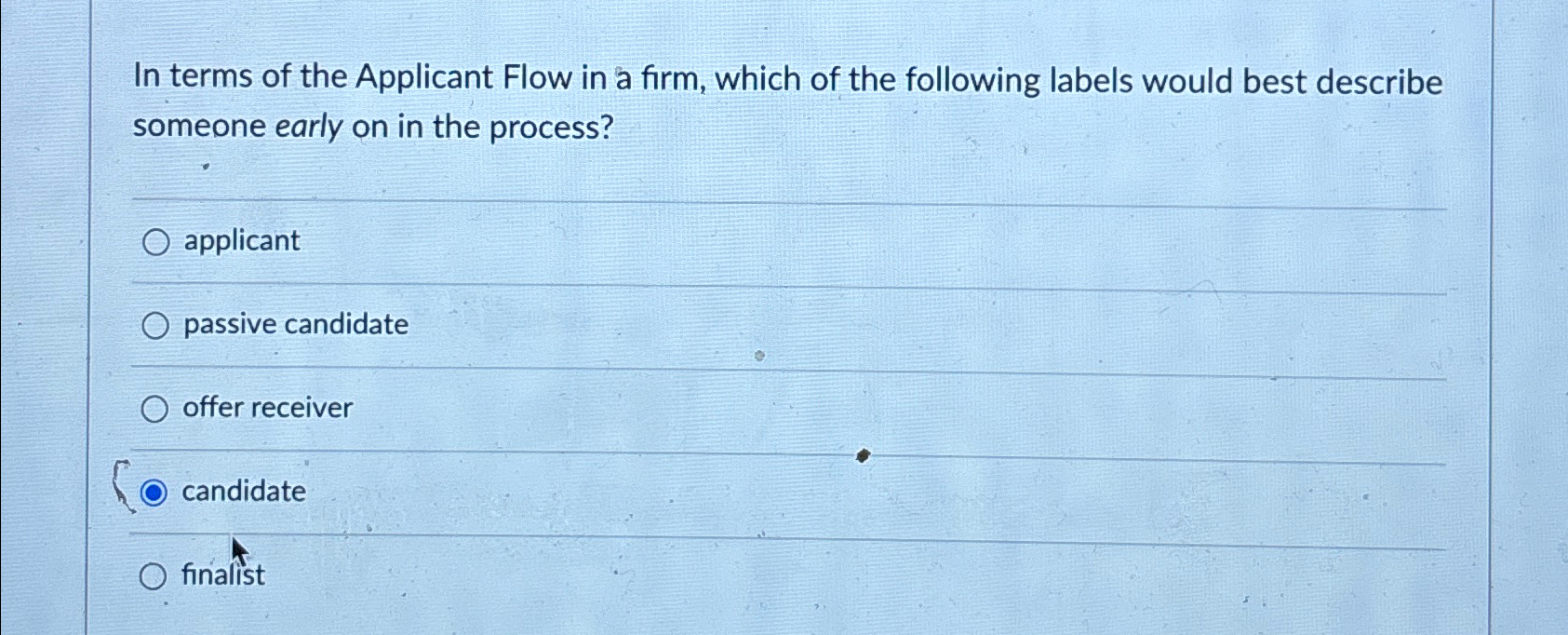 Solved In terms of the Applicant Flow in a firm, which of | Chegg.com