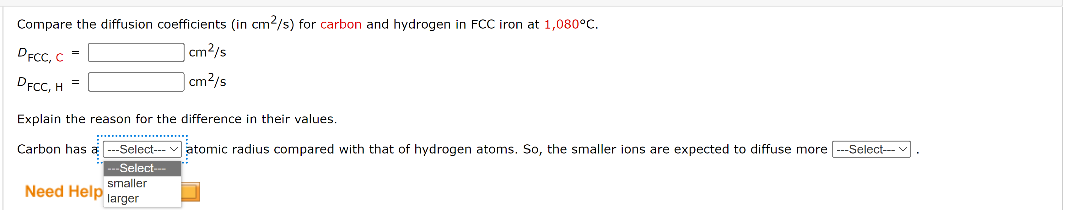 Solved Compare the diffusion coefficients for carbon and | Chegg.com