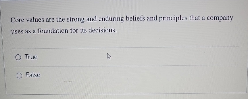 Solved Core values are the strong and enduring beliefs and | Chegg.com