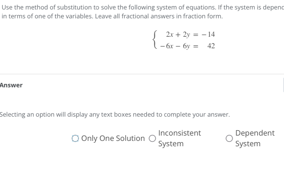 Solved Use the method of substitution to solve the following | Chegg.com