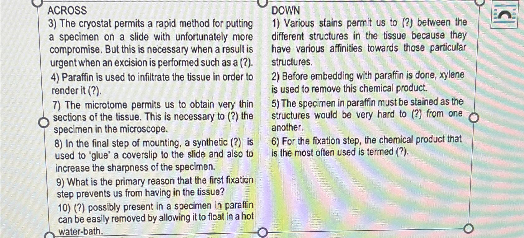 Solved ACROSSThe cryostat permits a rapid method for putting | Chegg.com