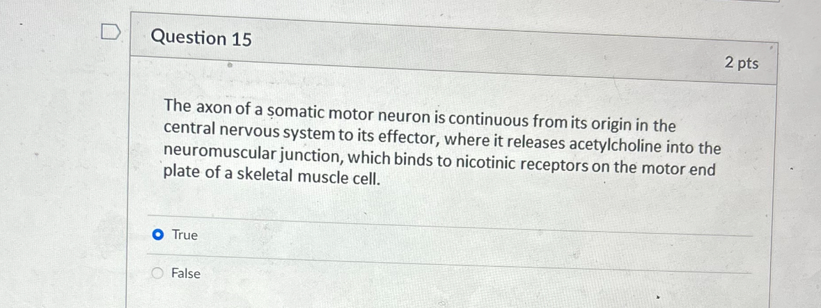 Solved Question 152 ﻿ptsThe axon of a somatic motor neuron | Chegg.com