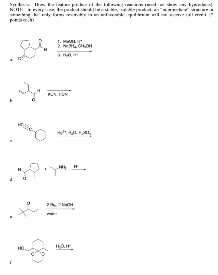 Solved Synthesis: Draw the feature product of the following | Chegg.com