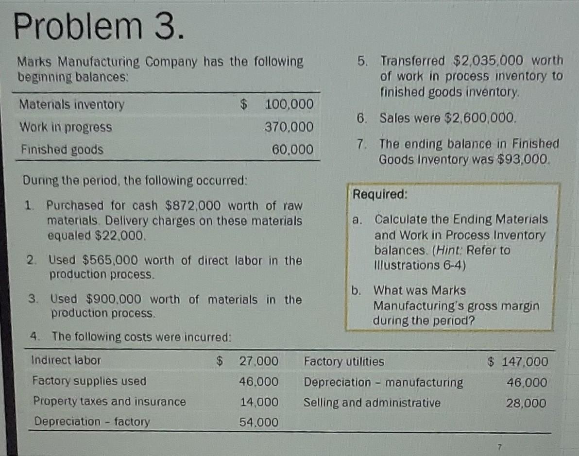 Solved Problem 3. Marks Manufacturing Company has the | Chegg.com