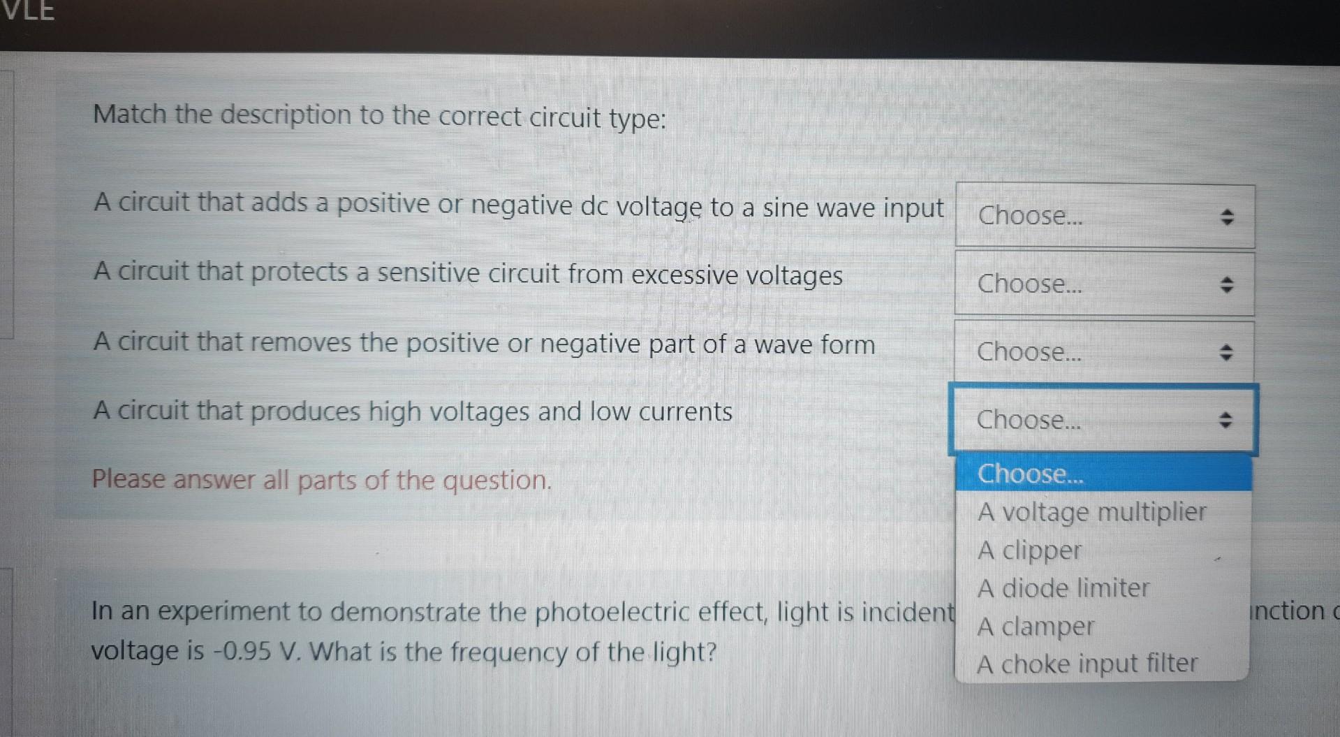 Solved Match the description to the correct circuit type: A | Chegg.com