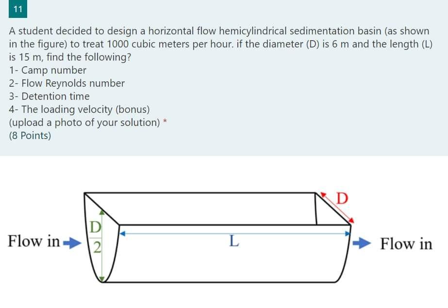 Solved 11 A student decided to design a horizontal flow | Chegg.com