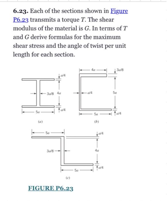 Solved 6.23. Each of the sections shown in Figure modulus of | Chegg.com