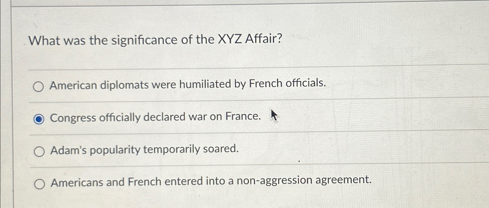 Solved What was the significance of the XYZ Affair?American | Chegg.com