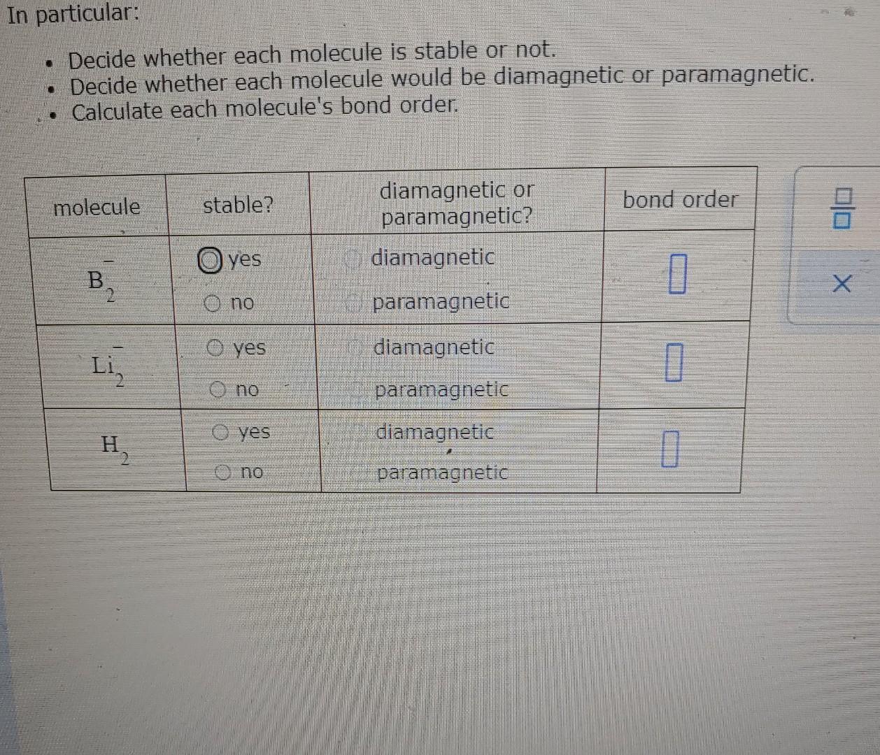 In particular: Decide whether each molecule is stable | Chegg.com