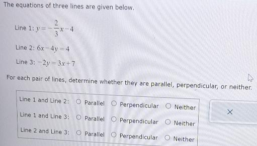 Solved The equations of three lines are given below.Line 1: | Chegg.com
