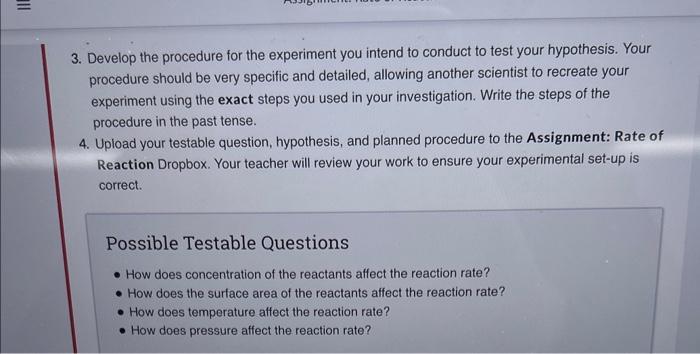 Solved Your task is to plan and conduct a simple experiment | Chegg.com