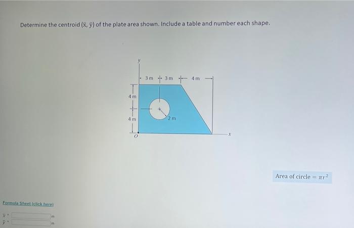Solved Determine the centroid (x,y) of the plate area shown. | Chegg.com