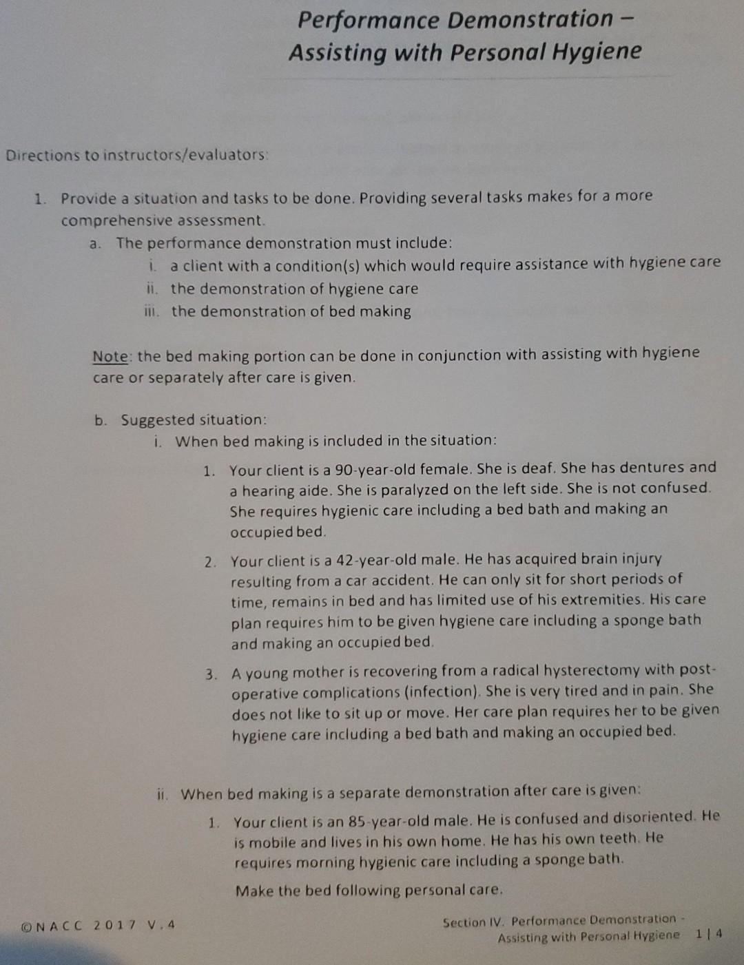 Performance Demonstration - Assisting with Personal | Chegg.com