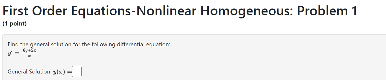 Solved First Order Equations-Nonlinear Homogeneous: Problem | Chegg.com