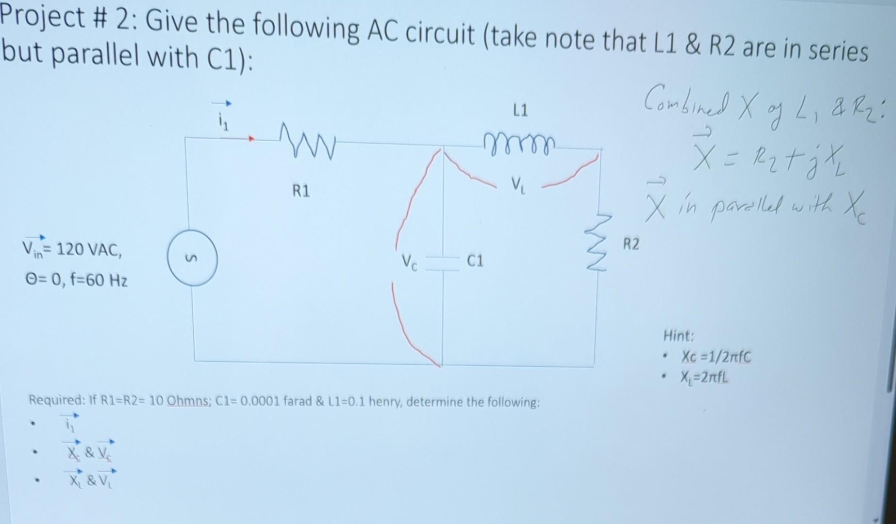 Solved Project \# 2: Give the following AC circuit (take | Chegg.com