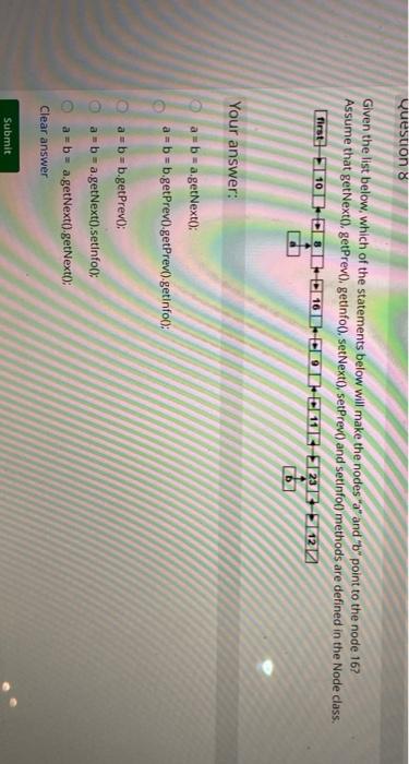 Solved Question 8 Given The List Below Which Of The 