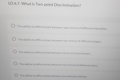 Solved LO 6.7. ﻿What is Two-point Discrimination?The ability | Chegg.com