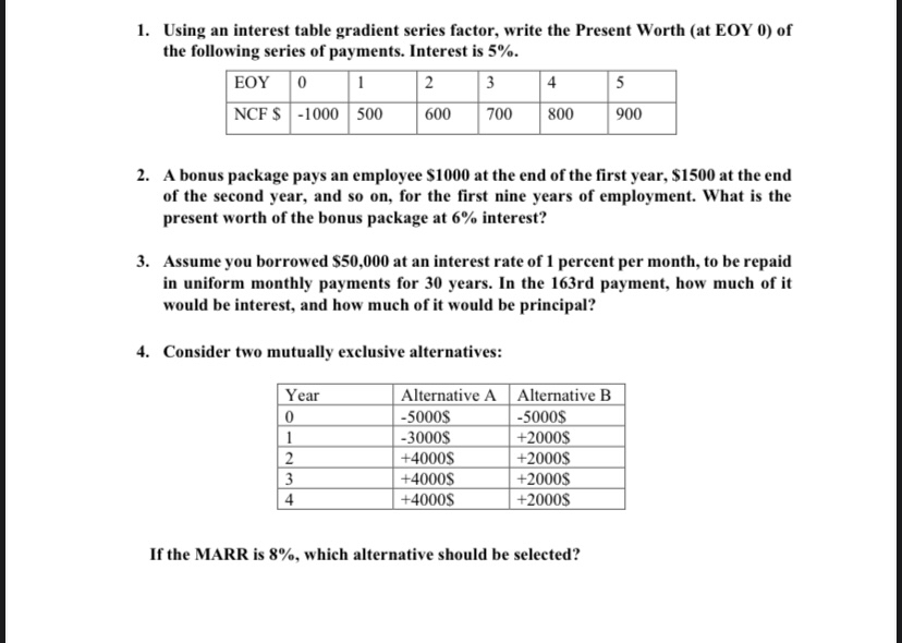 Solved Using an interest table gradient series factor, write | Chegg.com