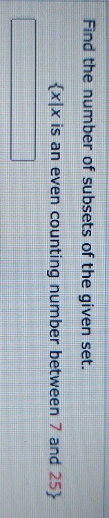 Solved Find the number of subsets of the given set. {x|x is | Chegg.com