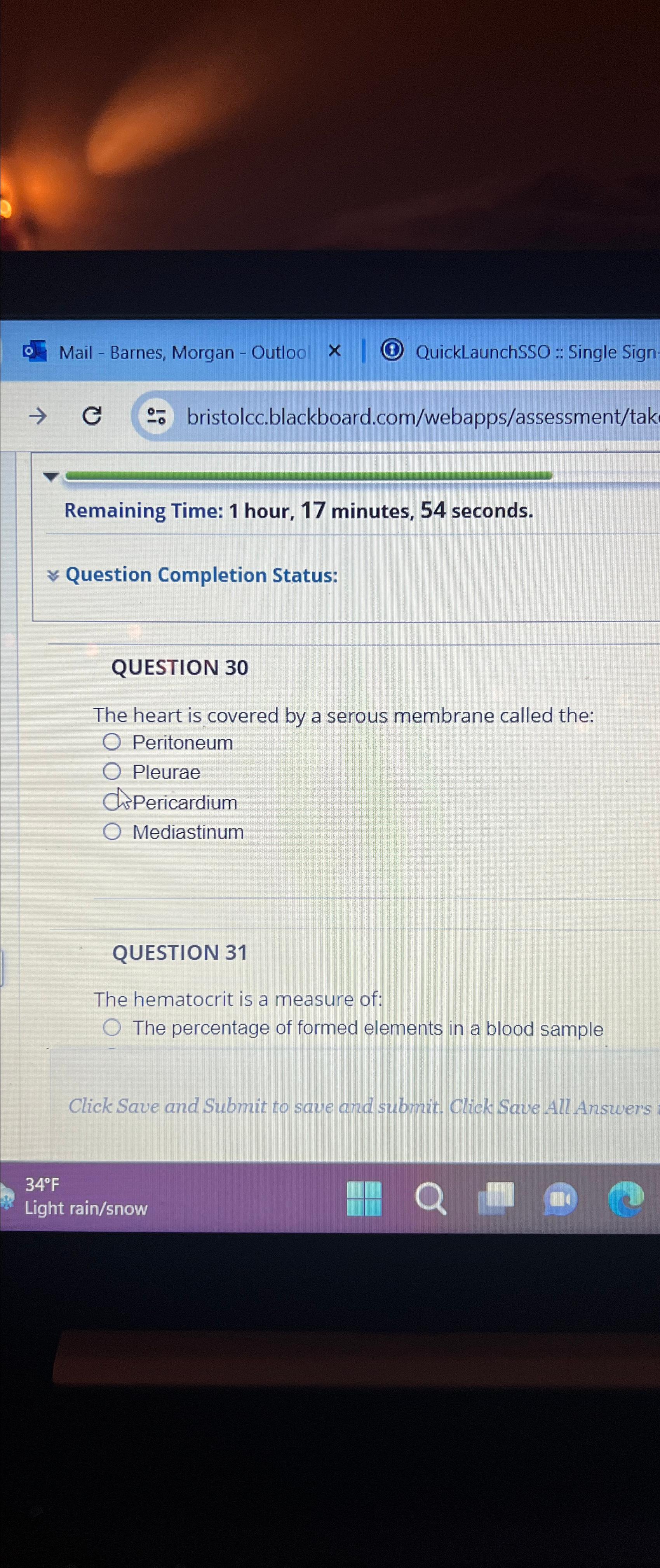 Solved Mail - ﻿Barnes, Morgan - ﻿OutlooQuickLaunchSSO :: | Chegg.com