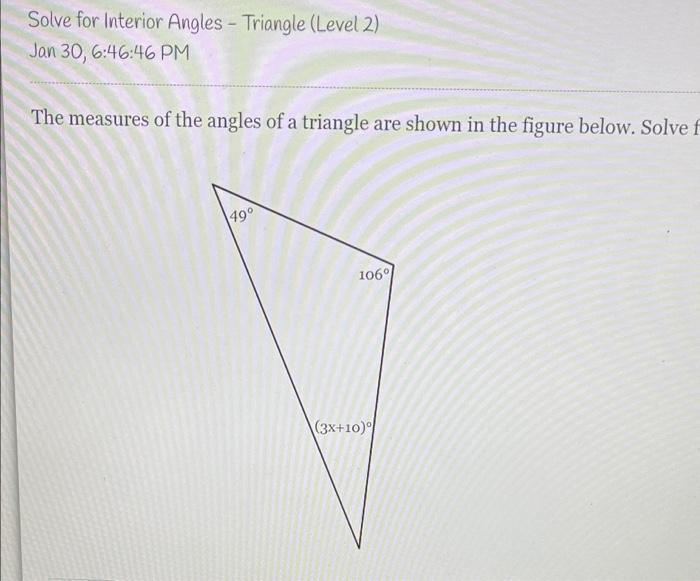 Solved Solve for Interior Angles - Triangle (Level 2) Jan | Chegg.com